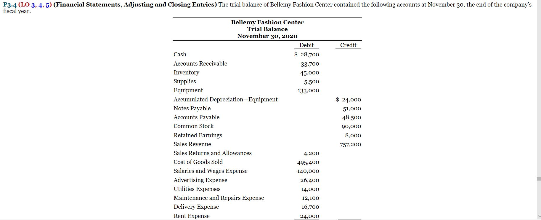Solved P3.4 (LO 3, 4, 5) (Financial Statements, Adjusting | Chegg.com