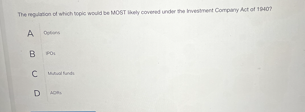 Solved The Regulation Of Which Topic Would Be Most Likely