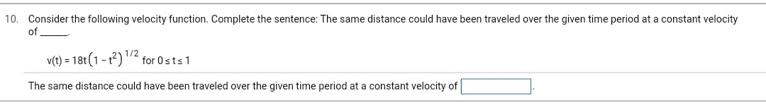 Solved 10. Consider the following velocity function. | Chegg.com