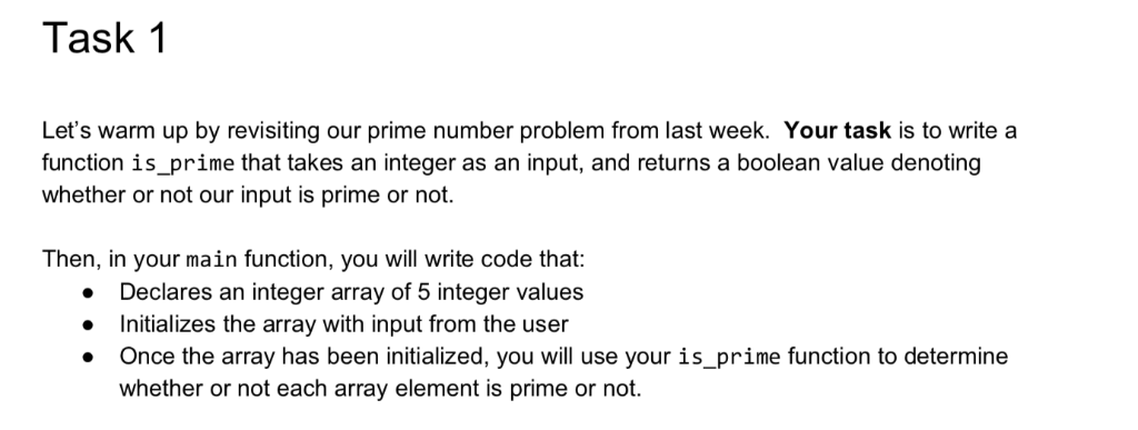 Solved Task 1 Let's warm up by revisiting our prime number | Chegg.com