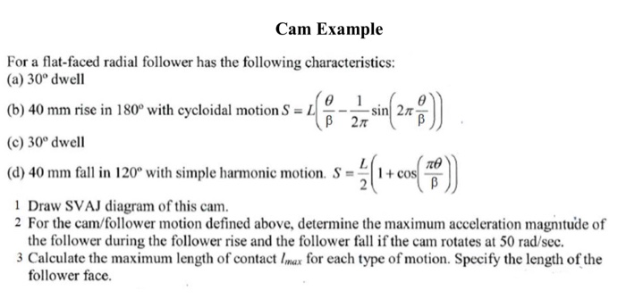 Solved Cam Example For a flat-faced radial follower has the | Chegg.com