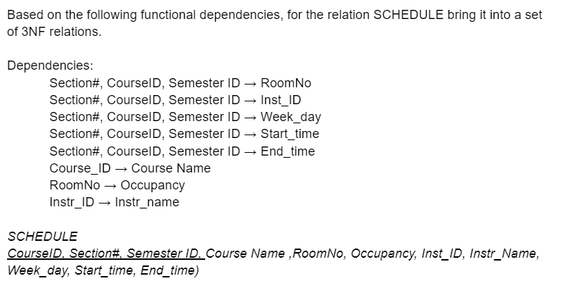 Solved Based on the following functional dependencies, for | Chegg.com