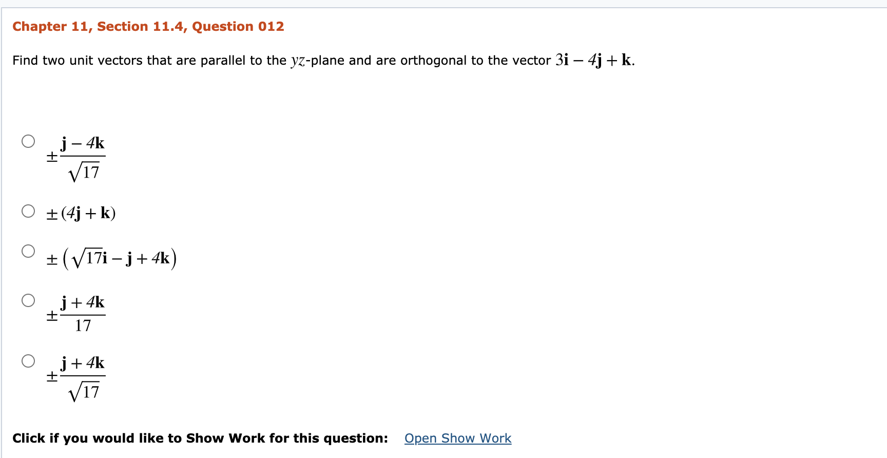 Solved Chapter 11, Section 11.4, Question 012 Find two unit | Chegg.com