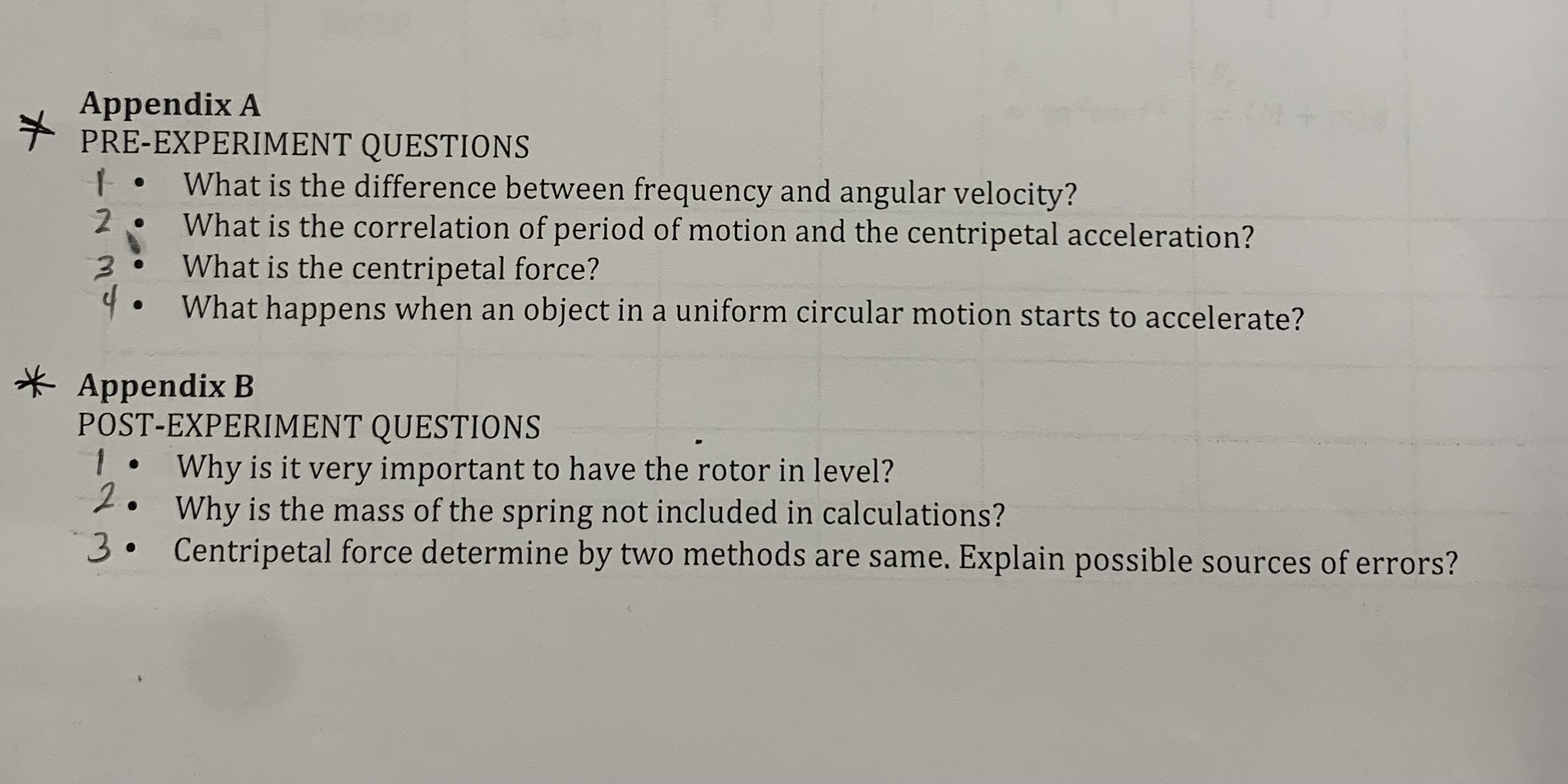 Solved Appendix A PRE-EXPERIMENT QUESTIONS 1. What is the | Chegg.com