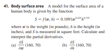 Solved 1. Body surface area A model for the surface area of | Chegg.com