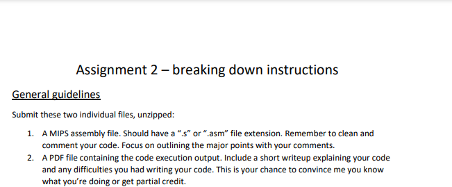 Solved Assignment 2-breaking down instructions General | Chegg.com