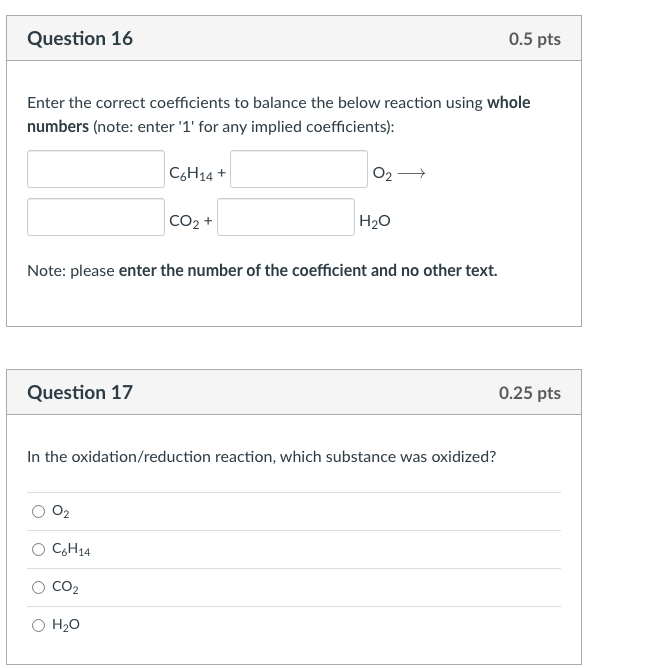 Solved Enter the correct coefficients to balance the below | Chegg.com