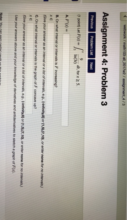 Solved く | webwork / math! 03-alL2017w2 / assignment-4 /3 | Chegg.com