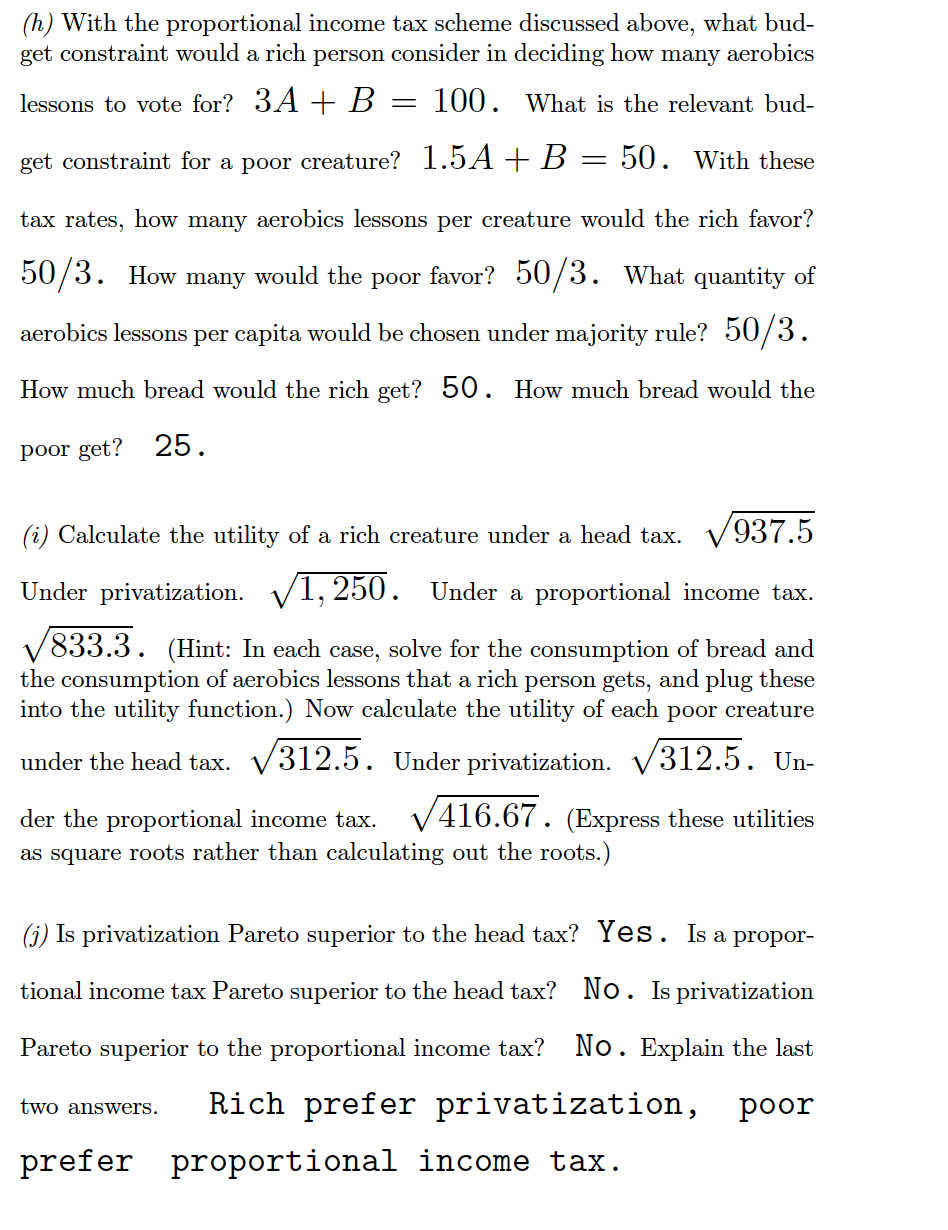 (h) With the proportional income tax scheme discussed | Chegg.com