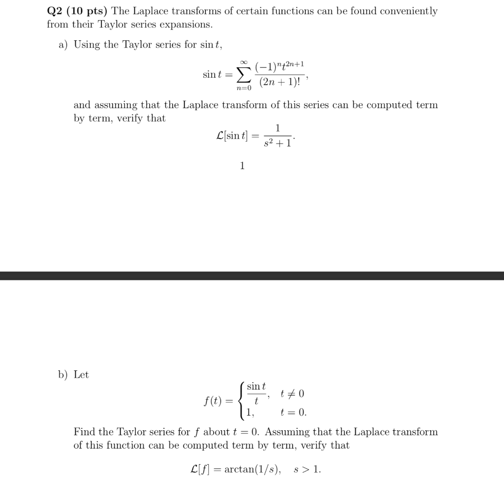 Solved Q2 (10 pts) The Laplace transforms of certain | Chegg.com
