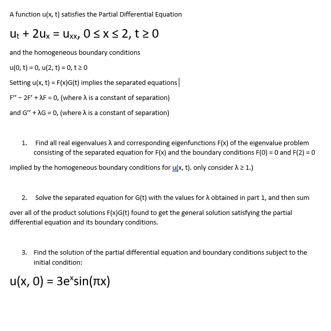 Solved A function u(x, t) satisfies the Partial Differential | Chegg.com