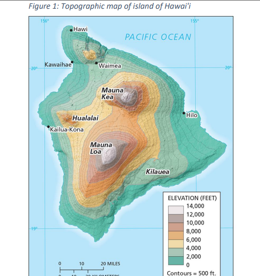Solved Figure 1: Topographic map of island of Hawai'iFiaure | Chegg.com