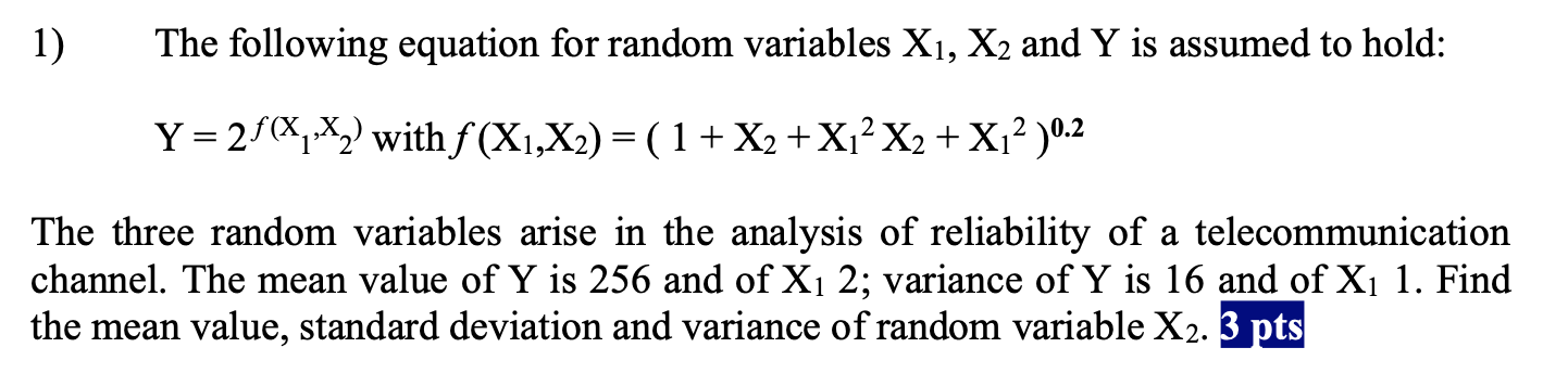1) The following equation for random variables X1, X2 | Chegg.com