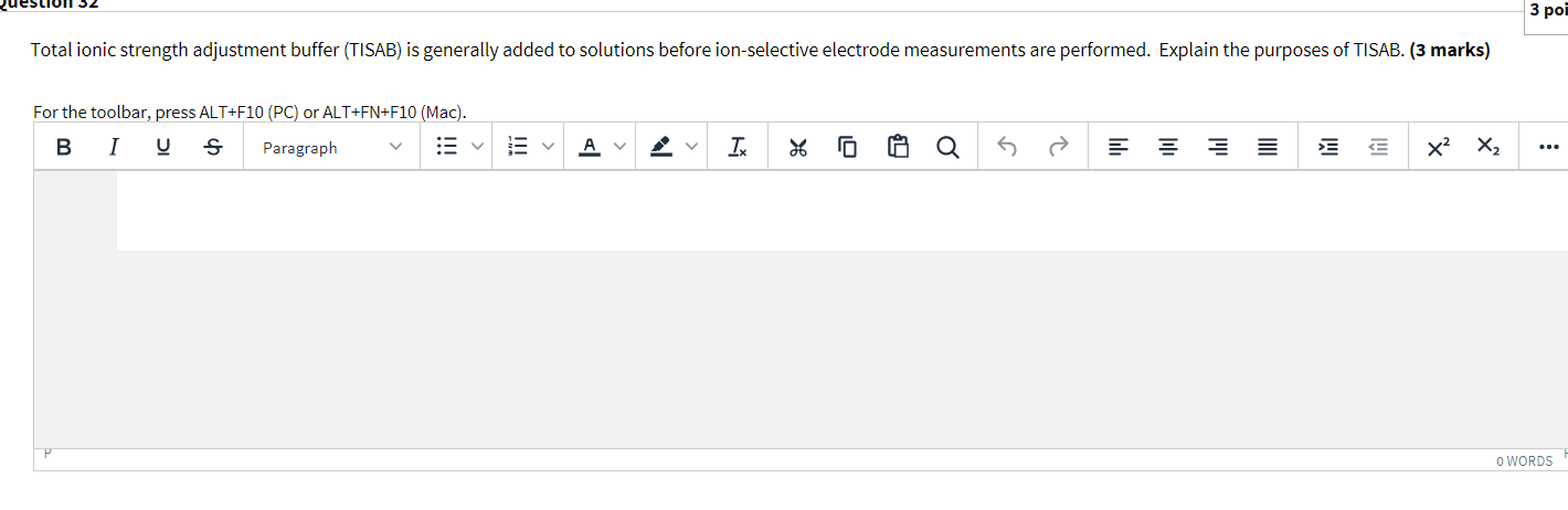 Solved 3 poi Total ionic strength adjustment buffer (TISAB) | Chegg.com