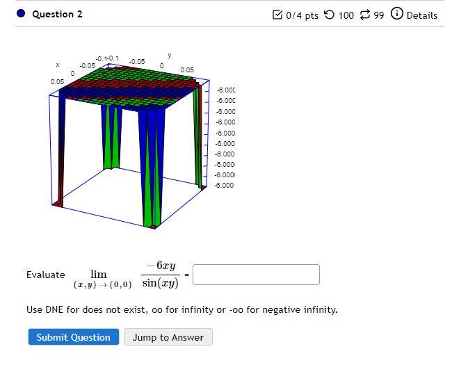 Solved Evaluate lim(x,y)→(0,0)sin(xy)−6xy= Use DNE for does | Chegg.com