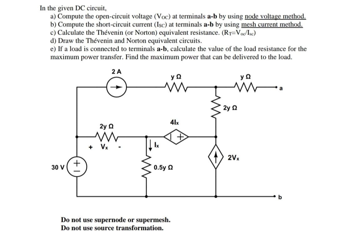 Solved In the given DC circuit, a) Compute the open-circuit | Chegg.com