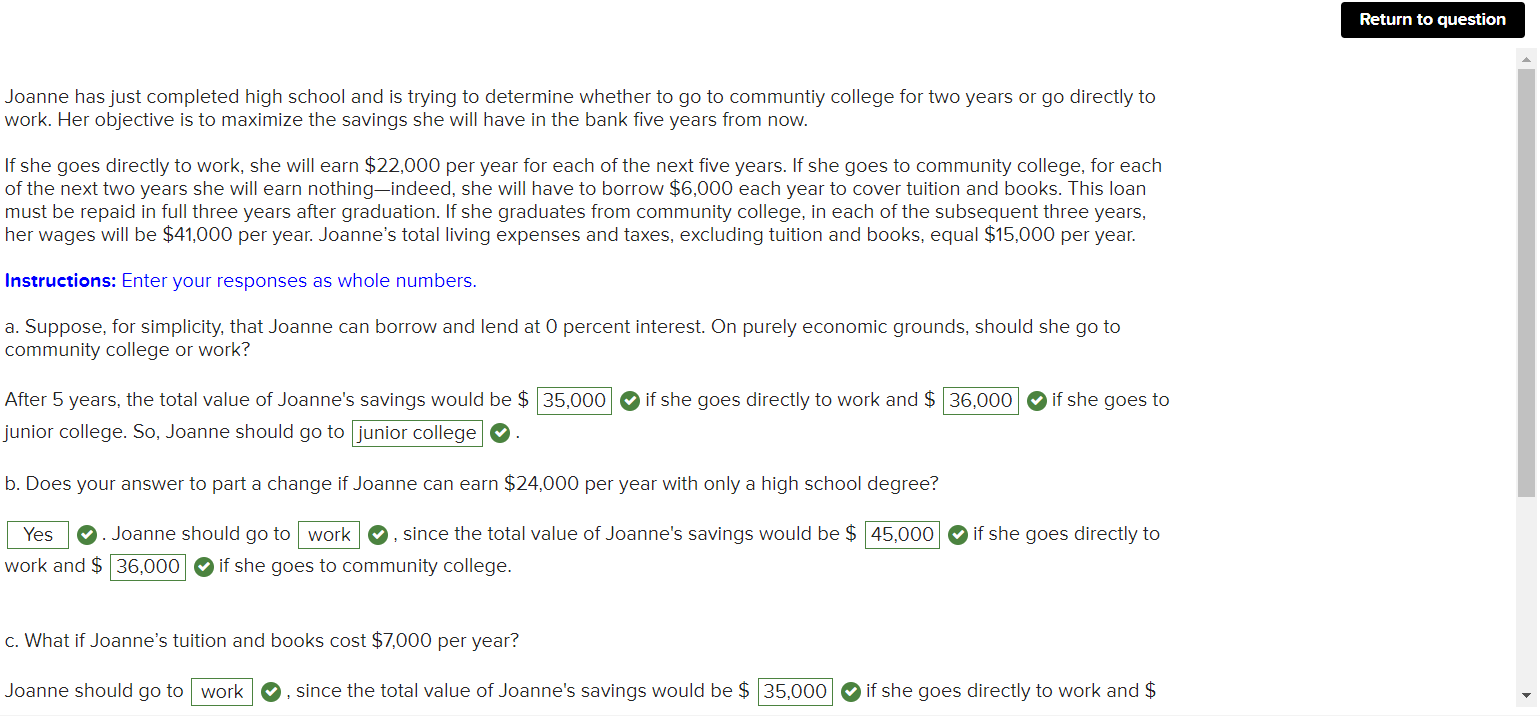 Solved Joanne has just completed high school and is trying | Chegg.com