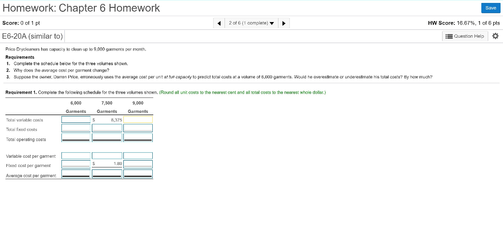 Solved Homework Chapter 6 Homework Save Score 0 Of 1 Pt 1