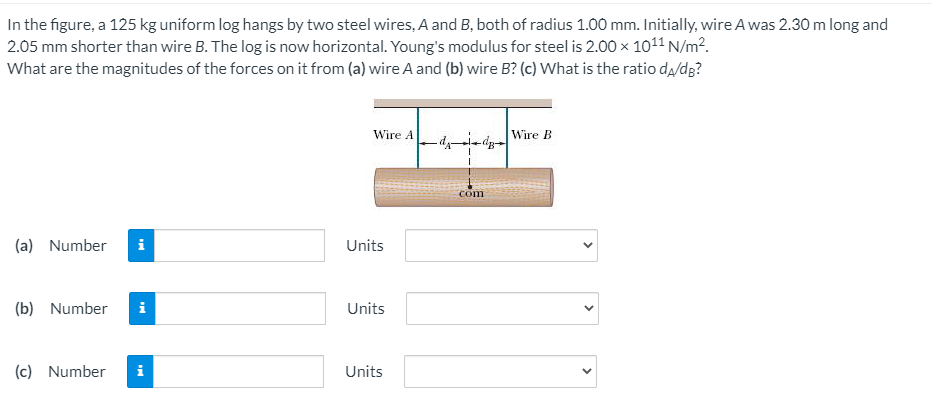 Solved In the figure, a 125 kg uniform log hangs by two | Chegg.com