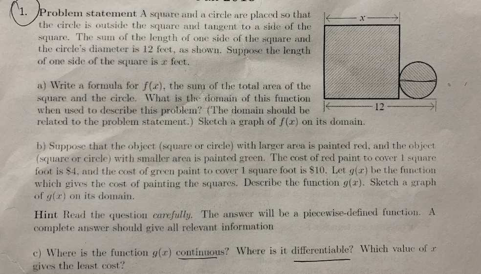 Solved Problem statement A square and a circle are placed so | Chegg.com