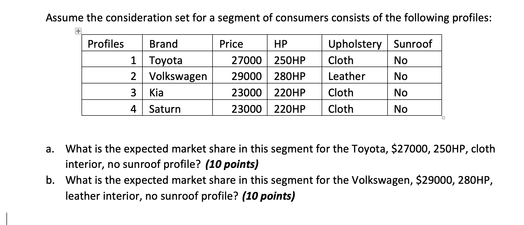 1. Use the conjoint analysis output shown belowAssume | Chegg.com