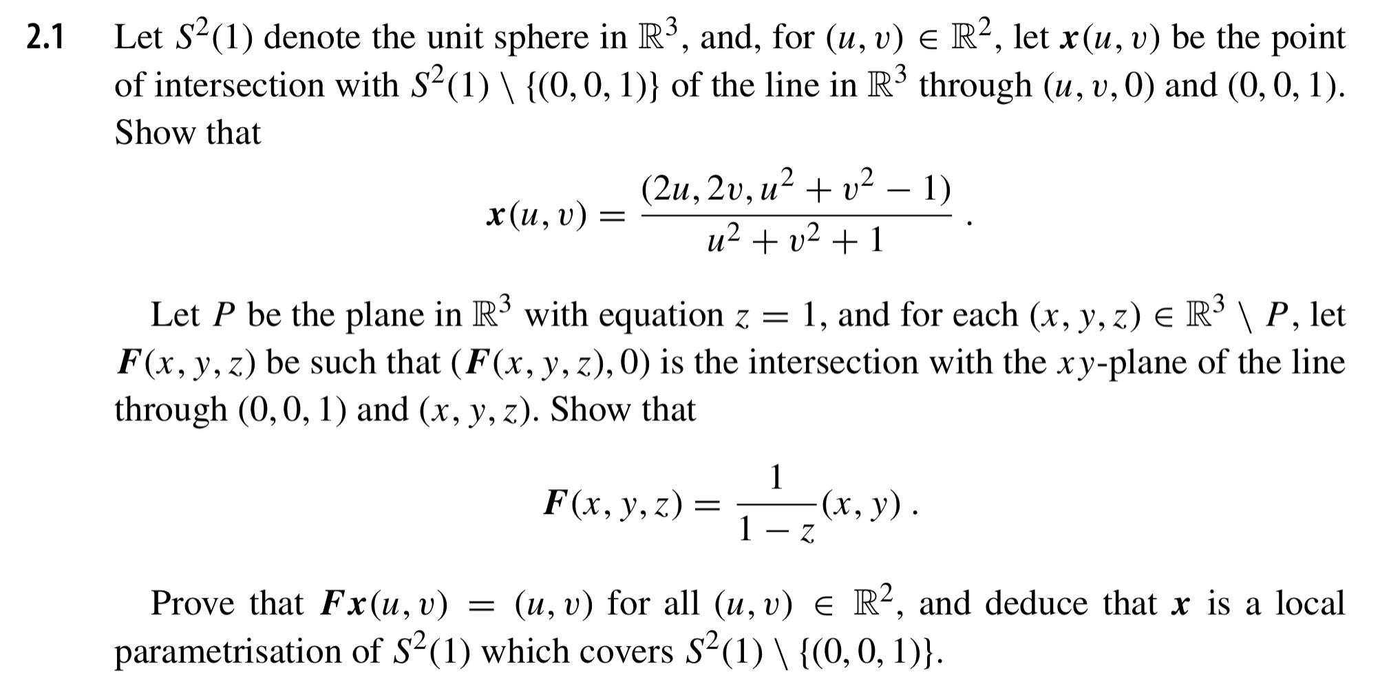 Let S2(1) denote the unit sphere in R3, and, for (u, | Chegg.com