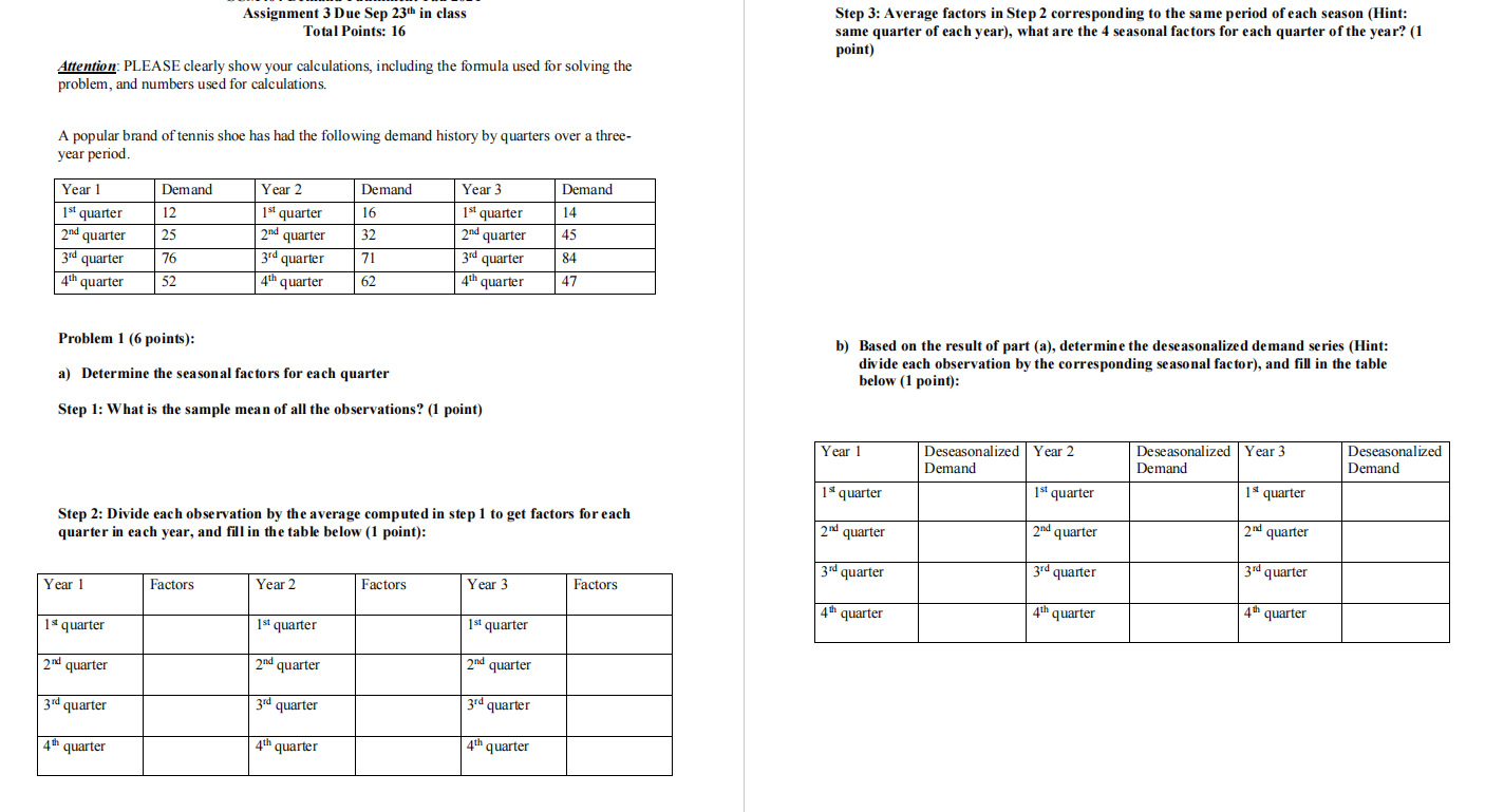 Solved Assignment 3 Due Sep 23th in class Total Points: 16 | Chegg.com