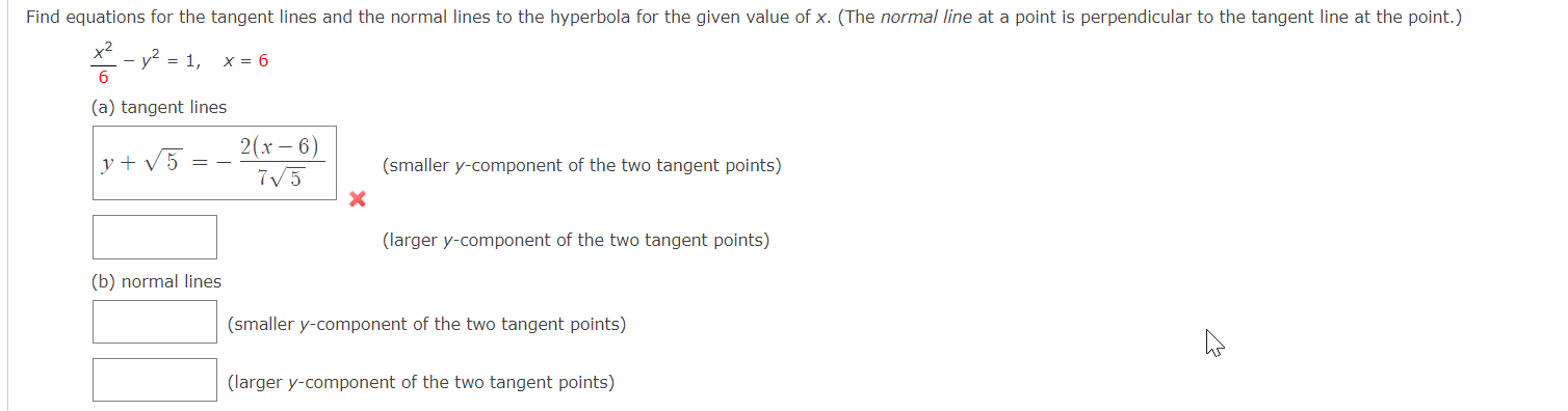 Solved Find equations for the tangent lines and the normal | Chegg.com