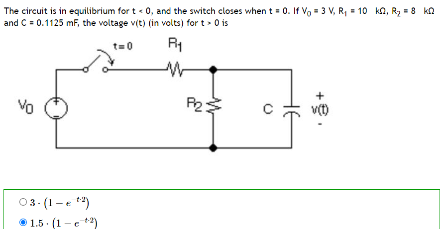 Solved The circuit is in equilibrium for t