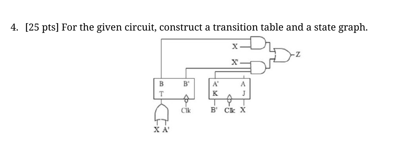 Solved 4. [25 pts] For the given circuit, construct a | Chegg.com