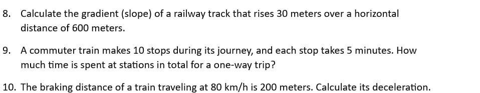 Solved 3. Calculate the gradient (slope) of a railway track | Chegg.com