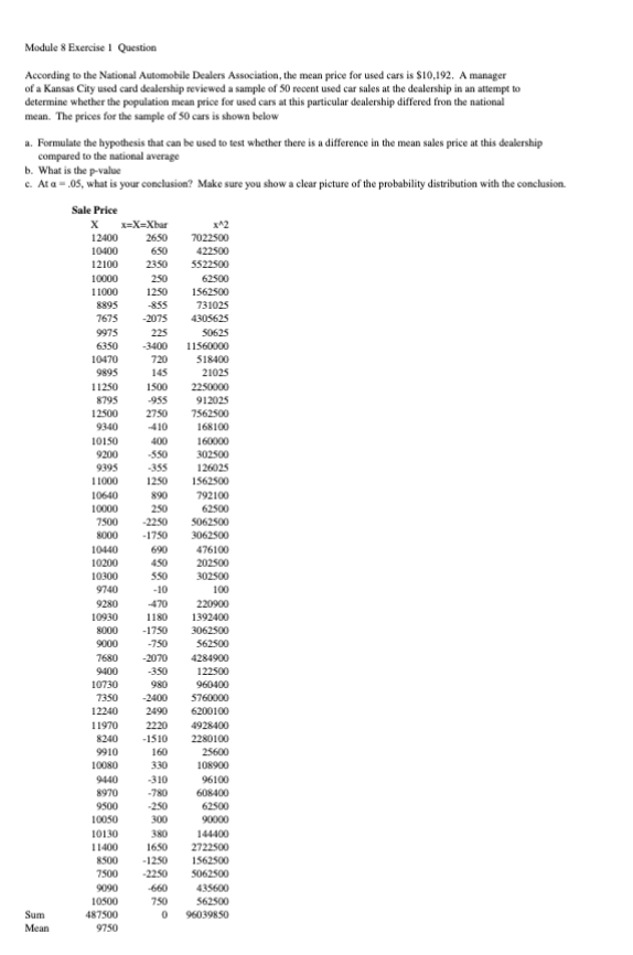 Solved Module 8 Exercise 1 Question According to the | Chegg.com