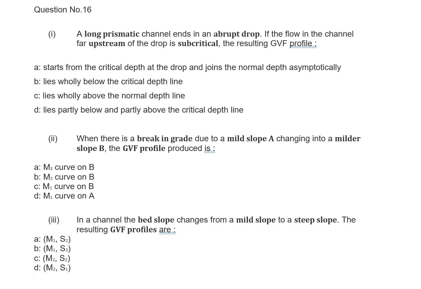 Solved Question No. 16 (i) A long prismatic channel ends in | Chegg.com