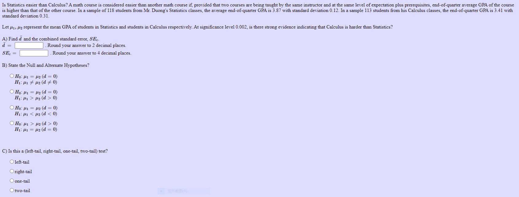 Solved Is Statistics easier than Calculus? A math course is | Chegg.com