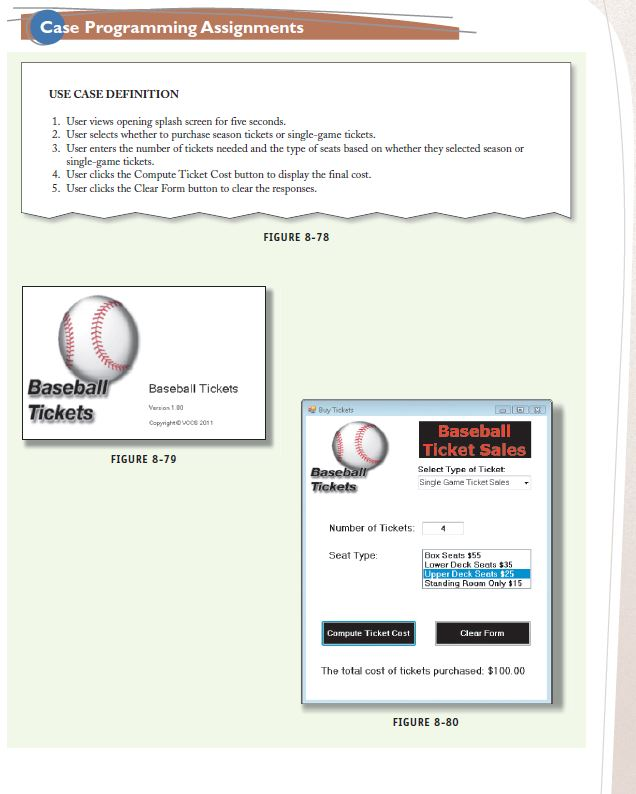 Case Programming Assignments BASEBALL TICKET SALES | Chegg.com