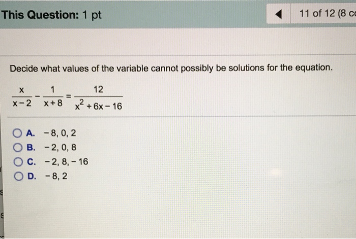 Solved Decide what values of the variable cannot possibly be | Chegg.com