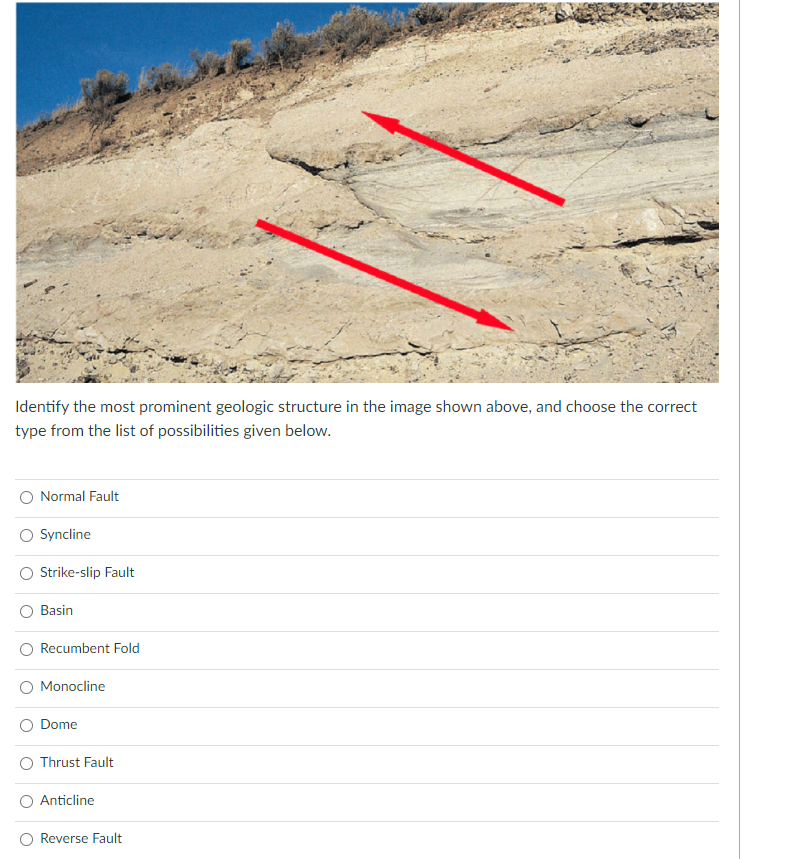 Solved Identify the most prominent geologic structure in the | Chegg.com