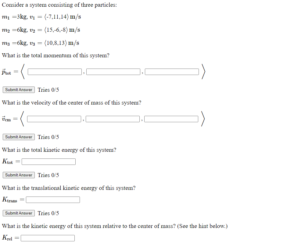 Solved Consider a system consisting of three particles: mı | Chegg.com