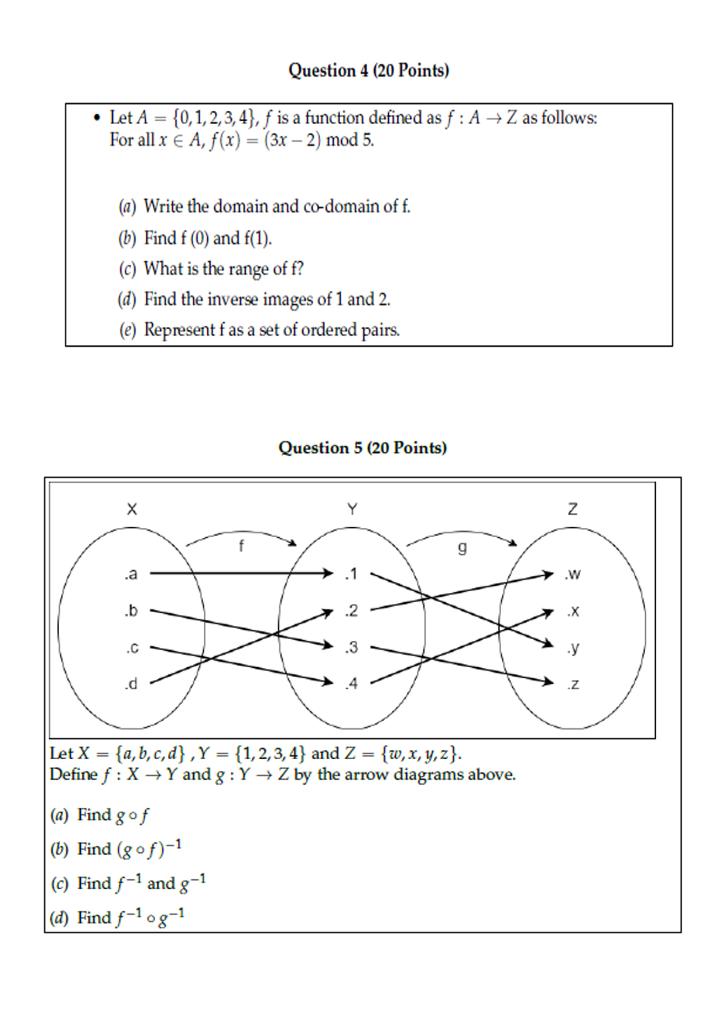 Solved Question 4 (20 Points) • Let A = {0,1,2,3,4}, f is a | Chegg.com Solved Question 4 (20 Points) • Let A = {0,1,2,3,4}, f is a | Chegg.com