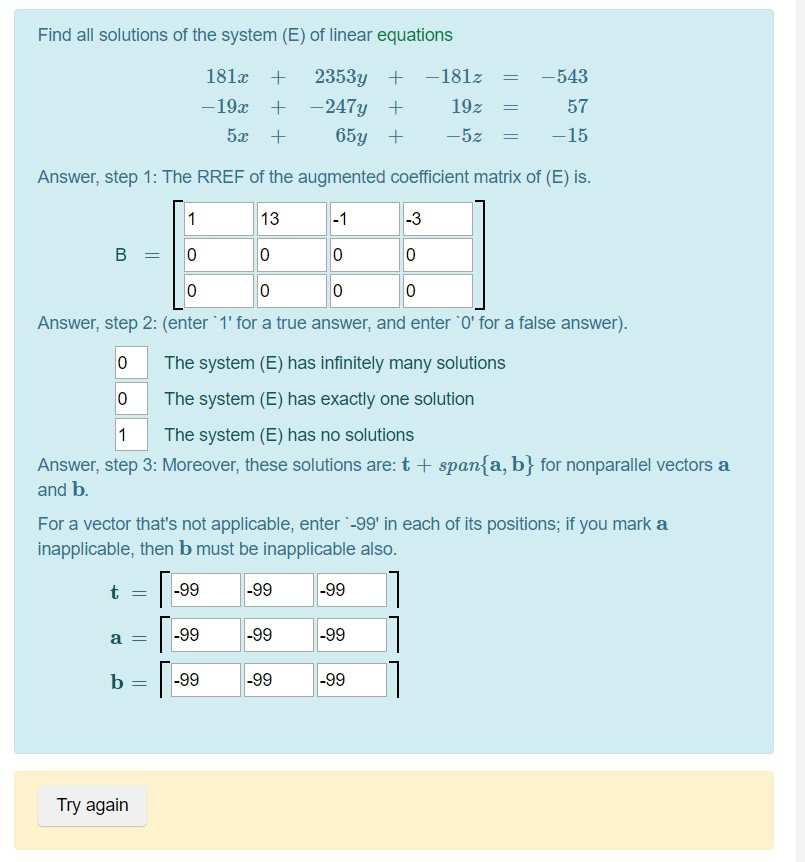 Solved Find all solutions of the system (E) of linear | Chegg.com