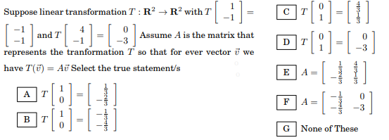 Solved Suppose linear transformation T:R? R² with T [ -1] - | Chegg.com