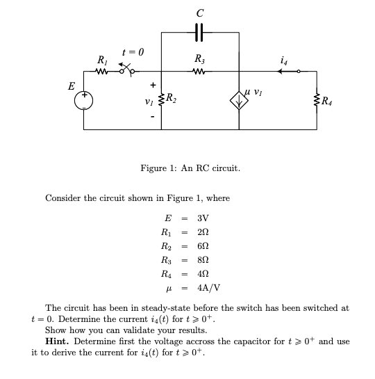 Solved Figure 1: An RC ﻿circuit.Consider the circuit shown | Chegg.com