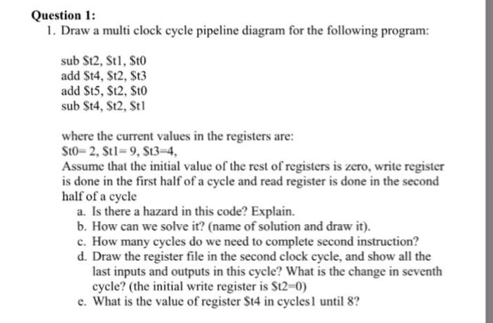 Solved Question 1 1 Draw A Multi Clock Cycle Pipeline