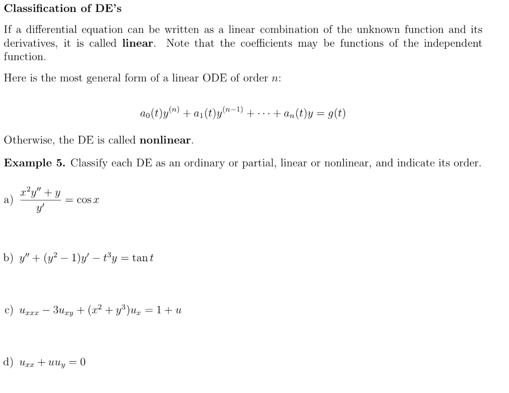 Solved Classification of DE's If a differential equation can | Chegg.com