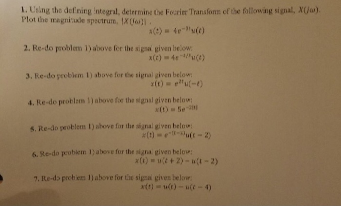 Solved Using the defining integral, determine the Fourier | Chegg.com