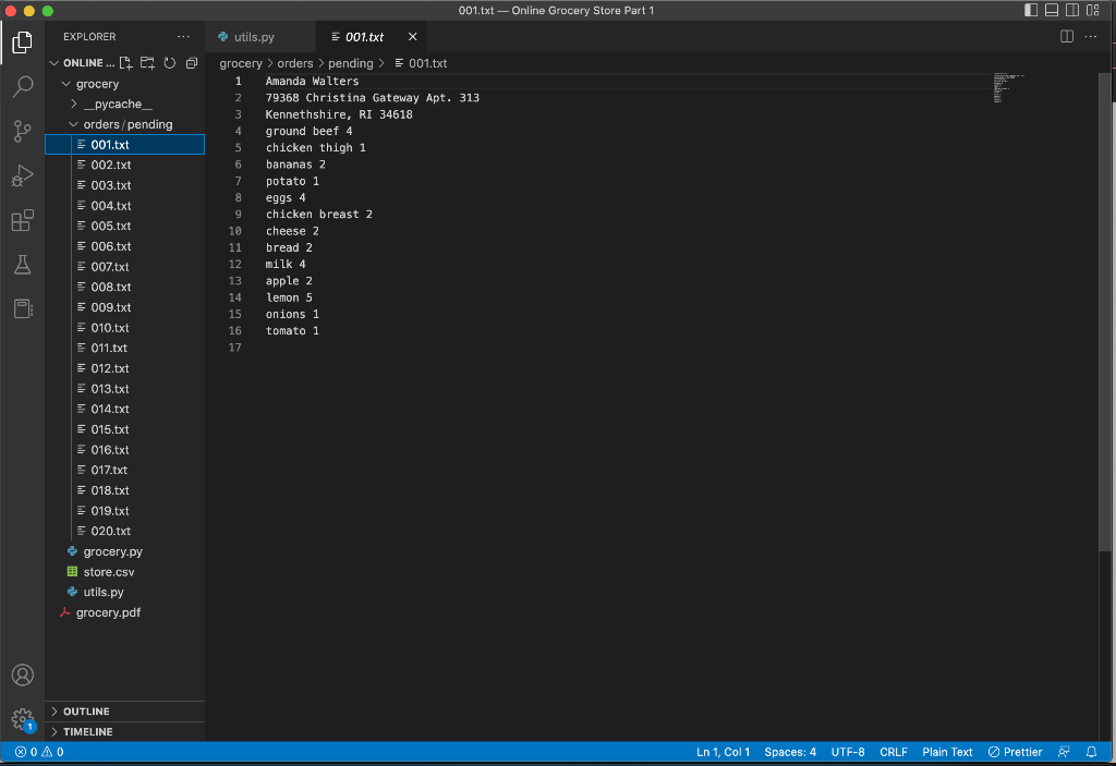 Solved I want to complete a Online Grocery Store Python | Chegg.com