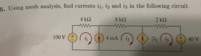 Solved Using mesh analysis, find currents i1, i2 and i3 in | Chegg.com