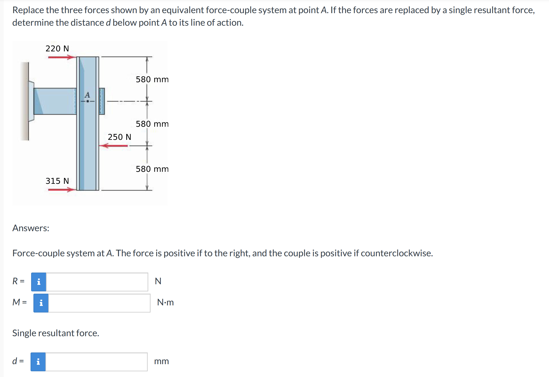Solved Replace the three forces shown by an equivalent | Chegg.com