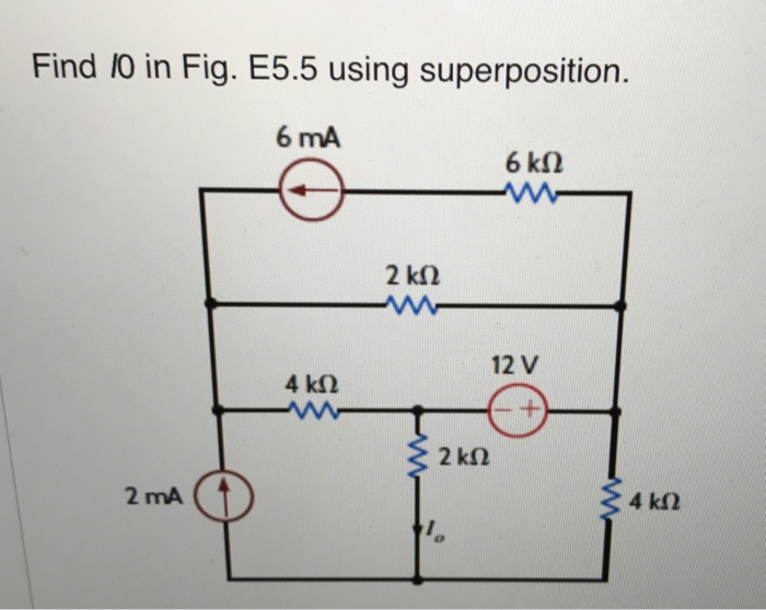 Solved Find I0 in Fig. E5.5 using superposition. | Chegg.com