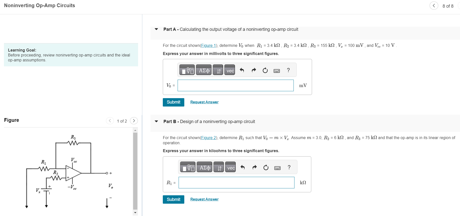Solved Noninverting Op-Amp Circuits 8 of 8 Learning Goal: | Chegg.com